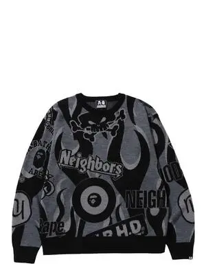 A BATHING APE X Neighborhood Relaxed Fit Knit Sweater - Black