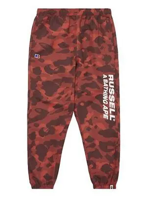 A BATHING APE X Russell Camo Track Pants - Red