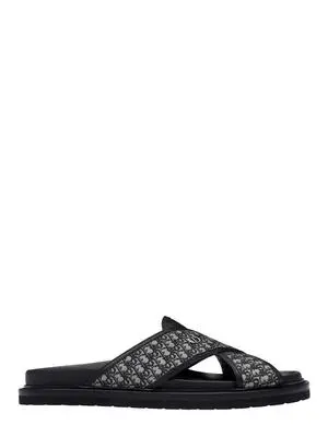 Dior Aqua Oblique Jacquard Sandals - Black/beige