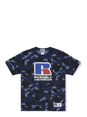A BATHING APE X Russell Camo Tee Shirt - Blue