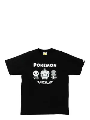 A BATHING APE X Pokemon Monotone Starters Tee Shirt #3 - Black