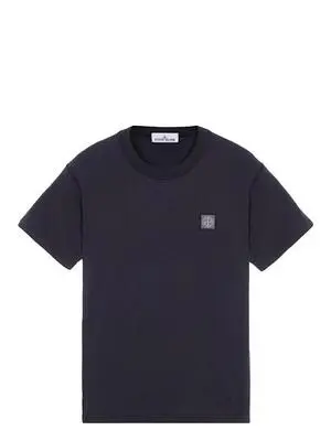 Stone Island 23757 Organic Cotton Fissato Effect T-shirt - Navy Blue