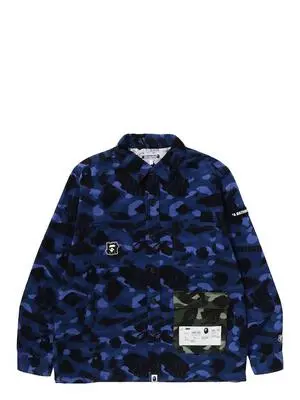 A BATHING APE X Undefeated Camo Flannel Jacket - Navy Blue