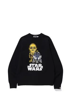 A BATHING APE X Star Wars R2d2 & C3po Crewneck Sweatshirt - Black