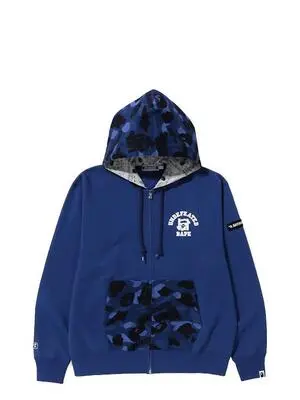A BATHING APE X Undefeated Camo Relaxed Zip Hoodie - Navy Blue