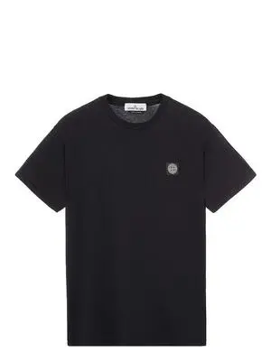 Stone Island 24113 60/2 Cotton Slim Fit Logo Applique T-shirt Black