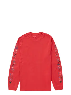 Supreme Aoi Icons Long Sleeve Top Washed Red