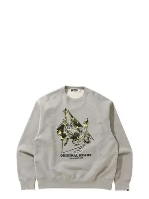 A BATHING APE X Unkle Pointman Logo Relaxed Crewneck Sweatshirt - Grey