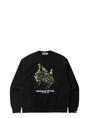 A BATHING APE X Unkle Pointman Logo Relaxed Crewneck Sweatshirt - Black