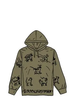 Supreme Animals Hooded Sweatshirt - Light Olive