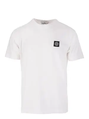Stone Island 24113 60/2 Cotton Jersey Garment Dyed T-shirt - White