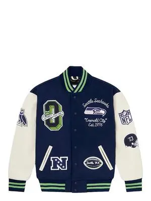 OVO X Nfl Seattle Seahawks Varsity Jacket - Blue