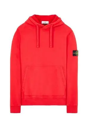 Stone Island Stone Island Brushed Cotton Fleece Hooded Sweater 64120 Red