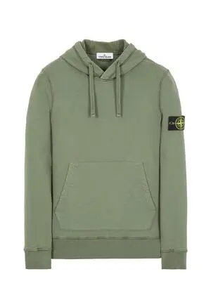 Stone Island Brushed Cotton Fleece Hoodie - Sage