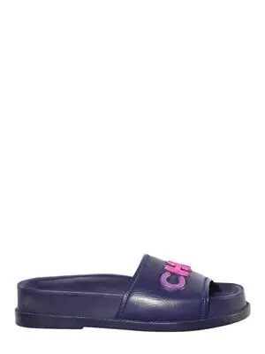 Chanel Logo Mule Sandal - Navy Blue