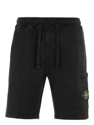 Stone Island 64651 Cotton Fleece Garment Dyed Shorts - Black