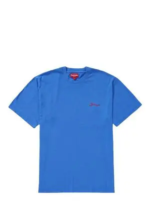 Supreme Arabic Logo Washed Short Sleeve Tee Shirt Blue
