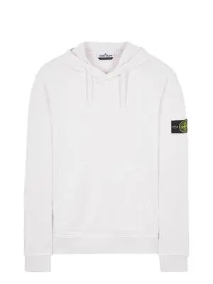 Stone Island Garment Dyed Cotton Fleece Hoodie - White