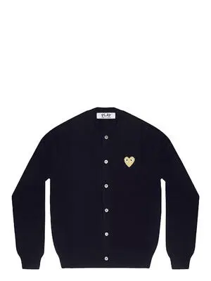 Play Comme Des Garcon Gold Heart Knit Cardigan - Navy Blue