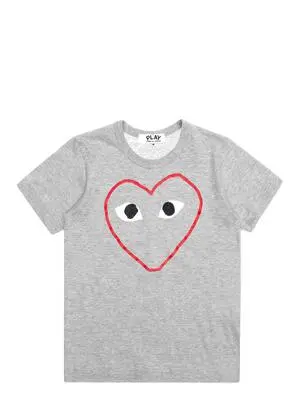 Play Comme Des Garcon Red Heart Sketch T-shirt - Grey