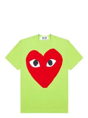 Play Comme Des Garcon Pastelle Red Heart T-Shirt Green
