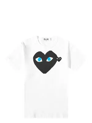 Play Comme Des Garcon Play Double Heart Logo Tee Shirt - White/black