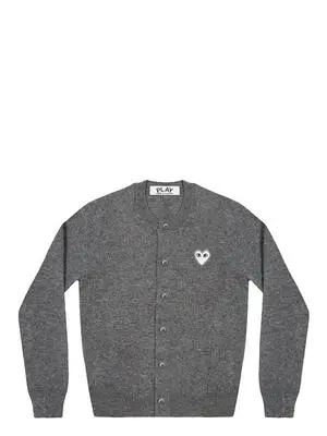 Play Comme Des Garcon Heart Knit Cardigan Sweater - Grey