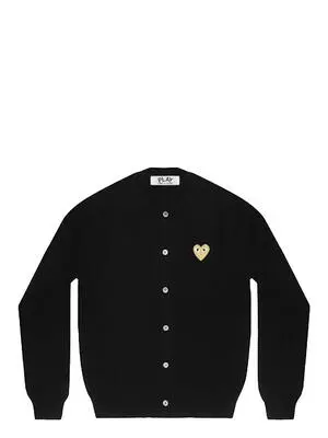 Play Comme Des Garcon Gold Heart Knit Cardigan - Black