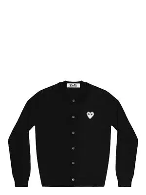 Play Comme Des Garcon Heart Knit Cardigan - Black