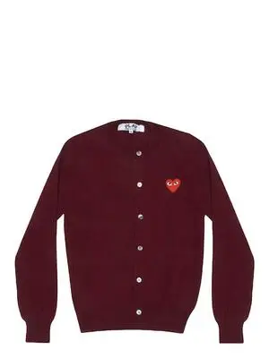 Play Comme Des Garcon Heart Knit Cardigan - Burgundy