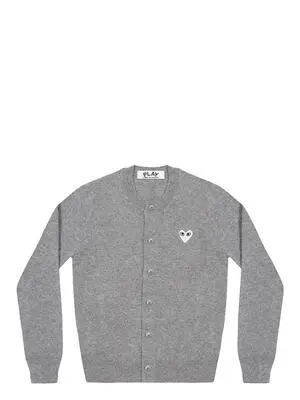 Play Comme Des Garcon Heart Knit Cardigan Sweater - Light Grey