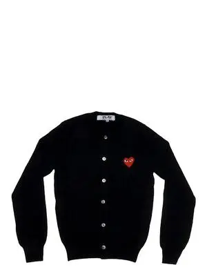 Play Comme Des Garcon Heart Knit Cardigan - Black