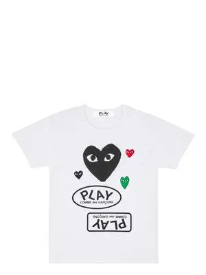 Play Comme Des Garcon Logo Black Heart T-shirt - White