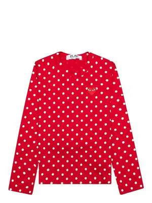 Play Comme Des Garcon Polka Dot Long Sleeve T-Shirt Red