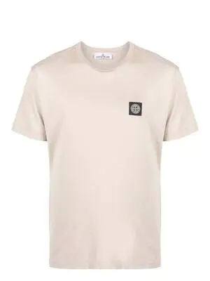Stone Island Logo T-shirt Beige