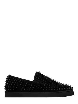 CHRISTIAN LOUBOUTIN Spike Roller Boat Sneaker - Black