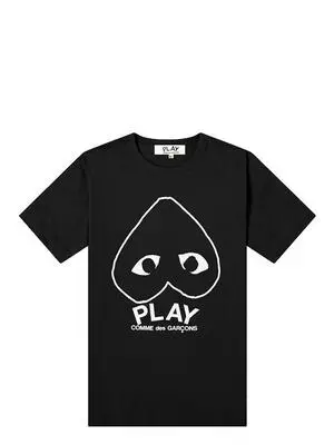 Play Comme Des Garcon Inverted Heart Logo Tee Shirt - Black