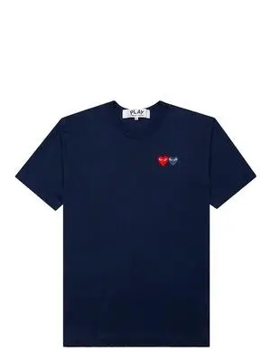 Play Comme Des Garcon Double Hearts T-shirt - Navy Blue