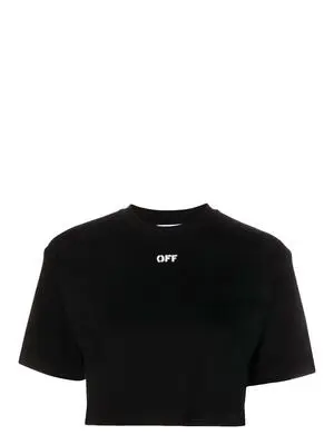 Off-White Logo-print Cropped T-shirt - Black