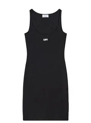 Off-White Logo-embroidered Ribbed Minidress - Black