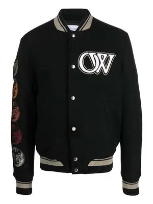 Off-White Logo Appliqué Bomber Jacket - Black