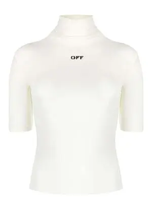 Off-White Logoprint Mockneck Top - White