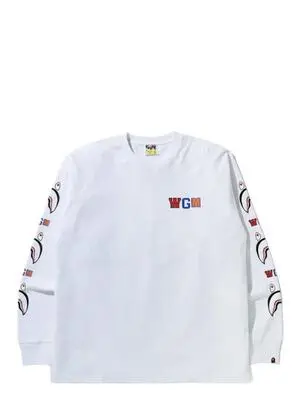 A BATHING APE Wgm Shark Relaxed Fit Long Sleeve Tee Shirt - White
