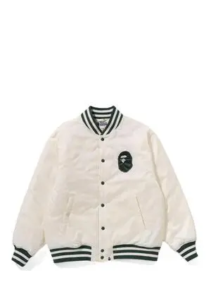 A BATHING APE Tonal Camo Padded Varsity Jacket - Ivory