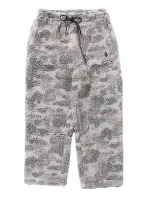 A BATHING APE Tonal Solid Camo Metal Ape Head One Point Fleece Pants - Gray