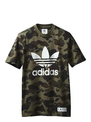 A BATHING APE X Adidas Adicolor Tee Shirt - Olive Cargo