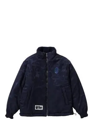 A BATHING APE Tonal Camo Sherpa Reversible Jacket - Navy Blue