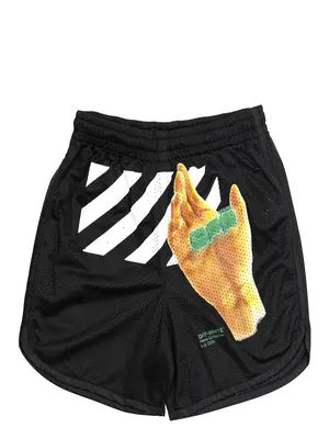 Off-White Hand Logo Mesh Shorts - Black