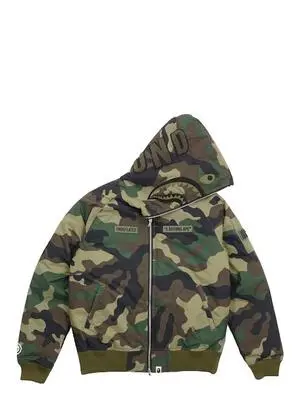A BATHING APE Undefeated Woodland Camo Shark Down Jacket - Green