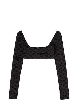 Off-White Flock Monogram Crop Top - Black